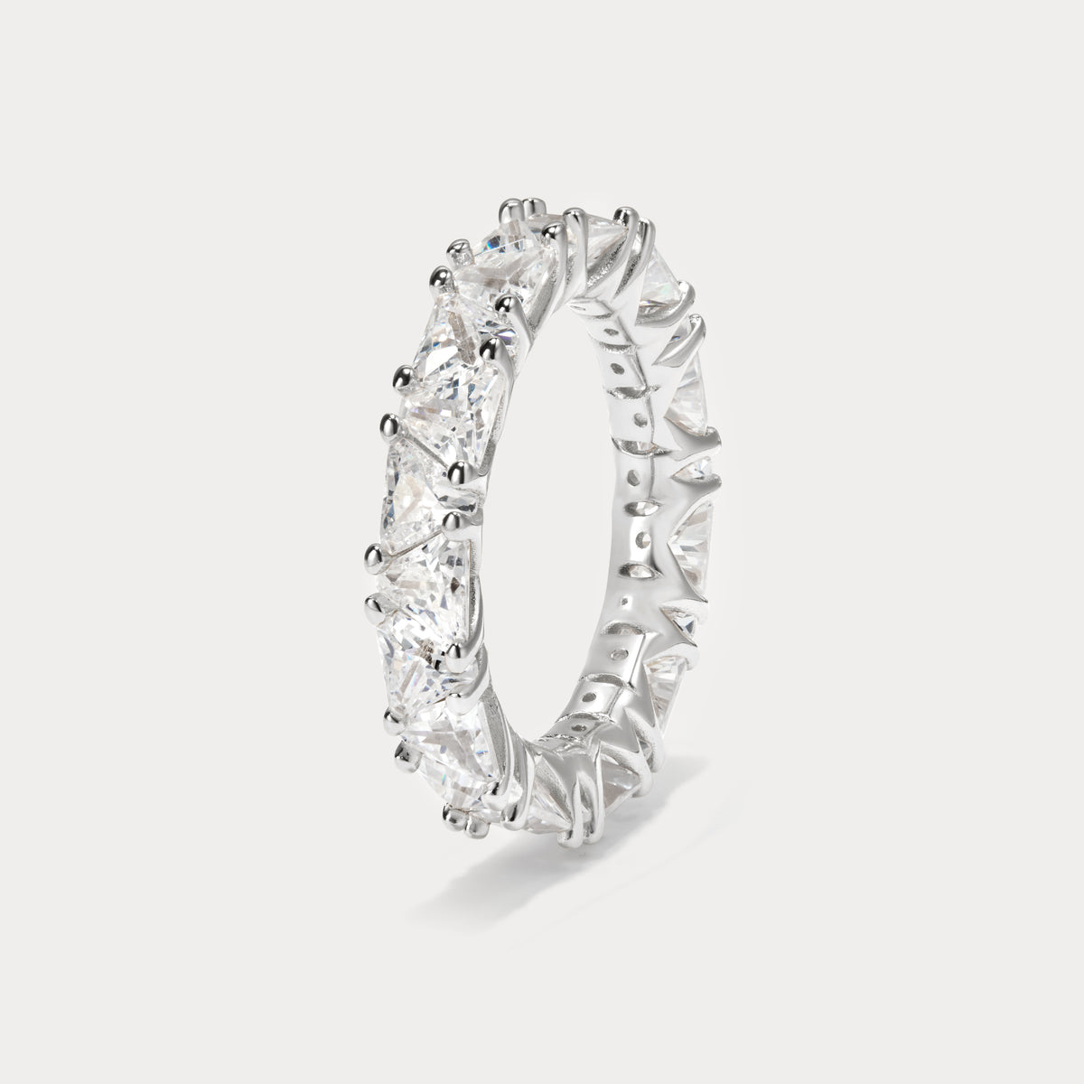 Adah Trillion Cut Silver Eternity Ring | JOOEL